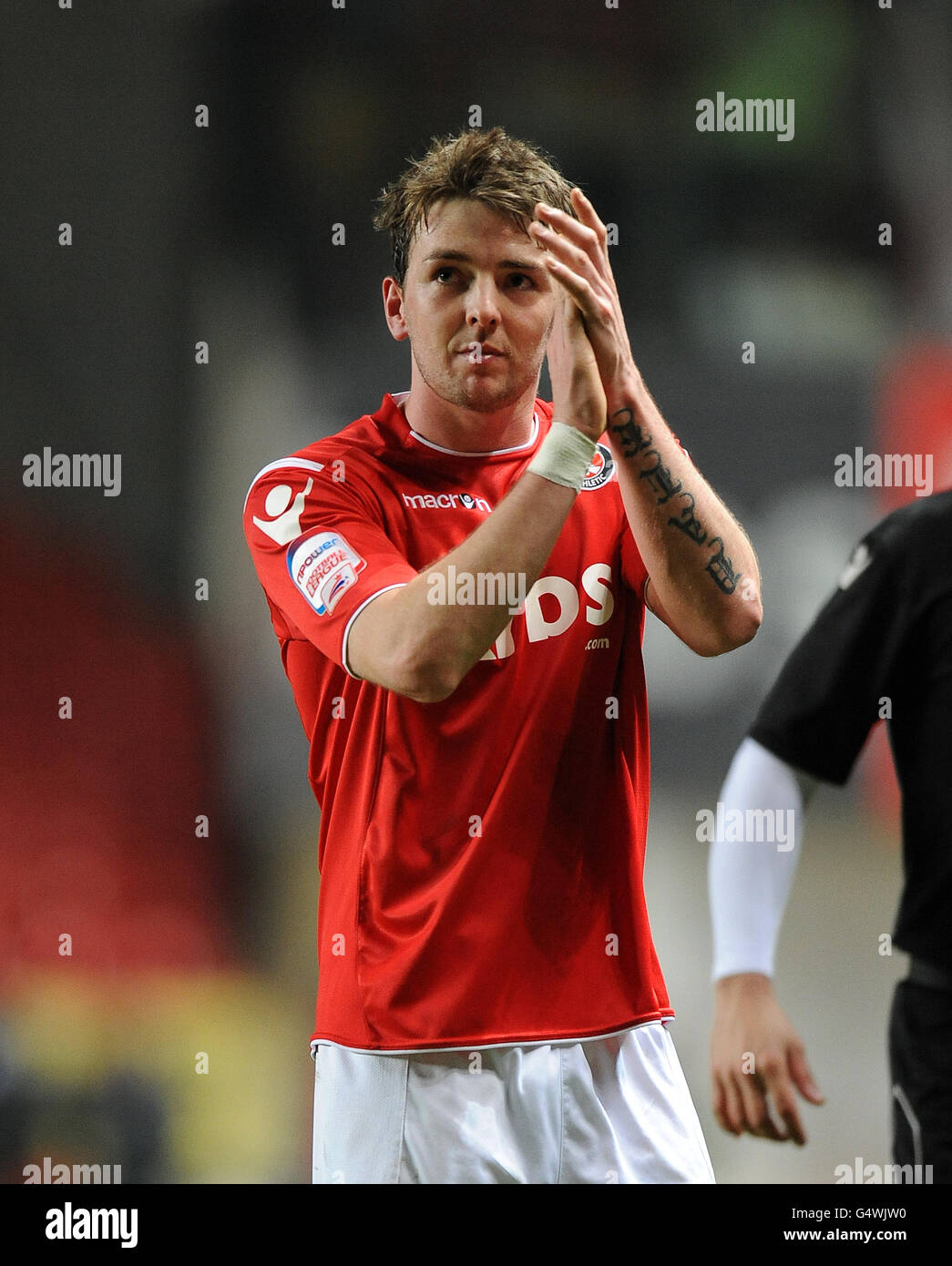 Charlton Athletic's Dale Stephens applauds the fans at the end of the ...
