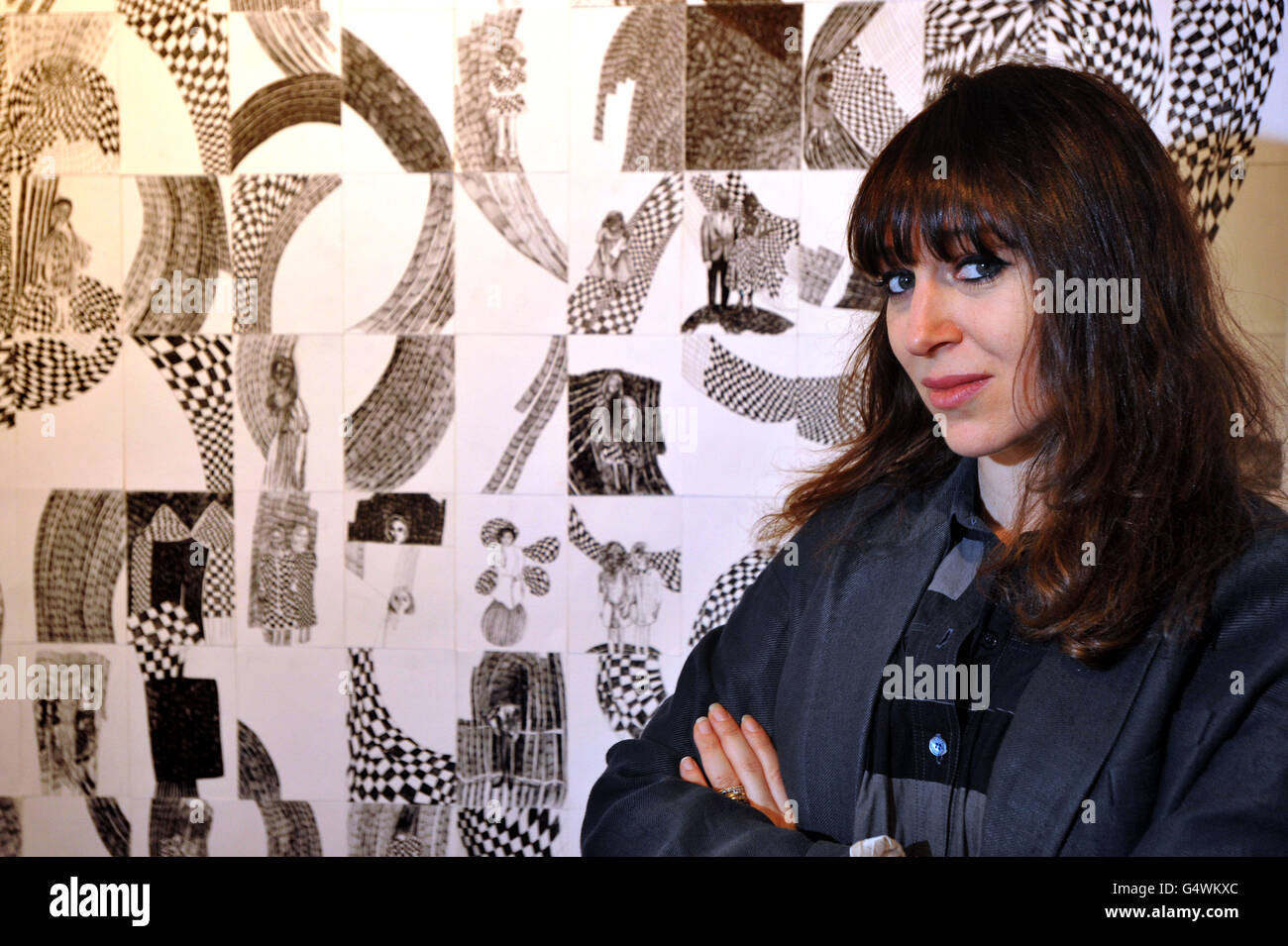 Artist Annie Morris, with untitled work from her exhibition 'There is a ...