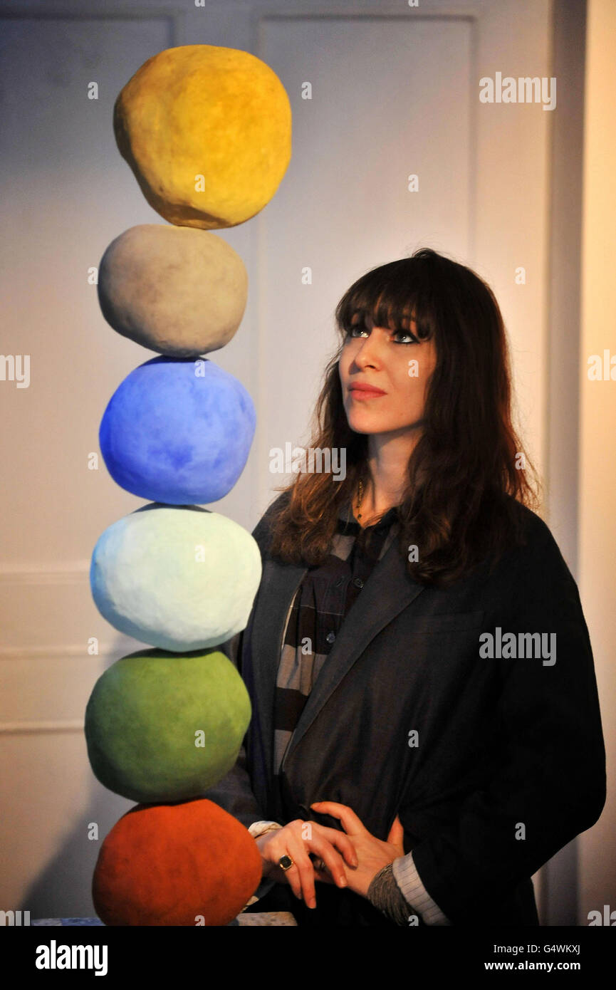 Artist Annie Morris looks at her work 'Stacks' at the launch of her ...