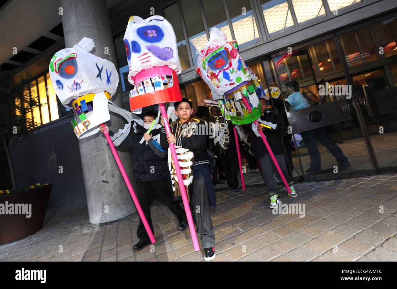 Kids Co join a funeral parade around the Royal Festival Hall, for the ...