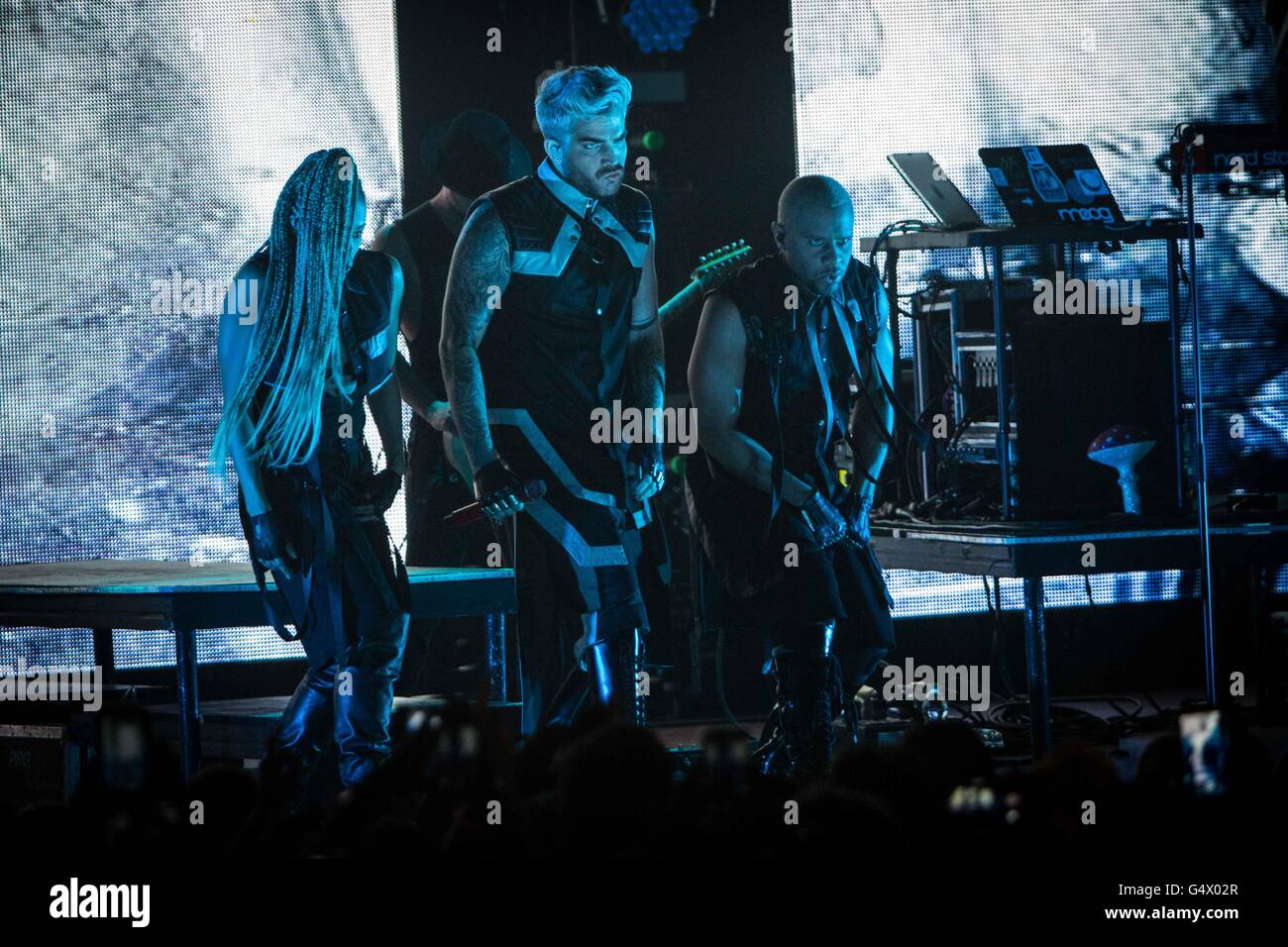 The american singer and song-writer Adam Lambert pictured on stage as ...