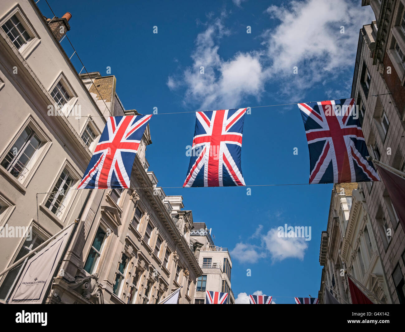 Union Jack flags across London UK Street Stock Photo - Alamy