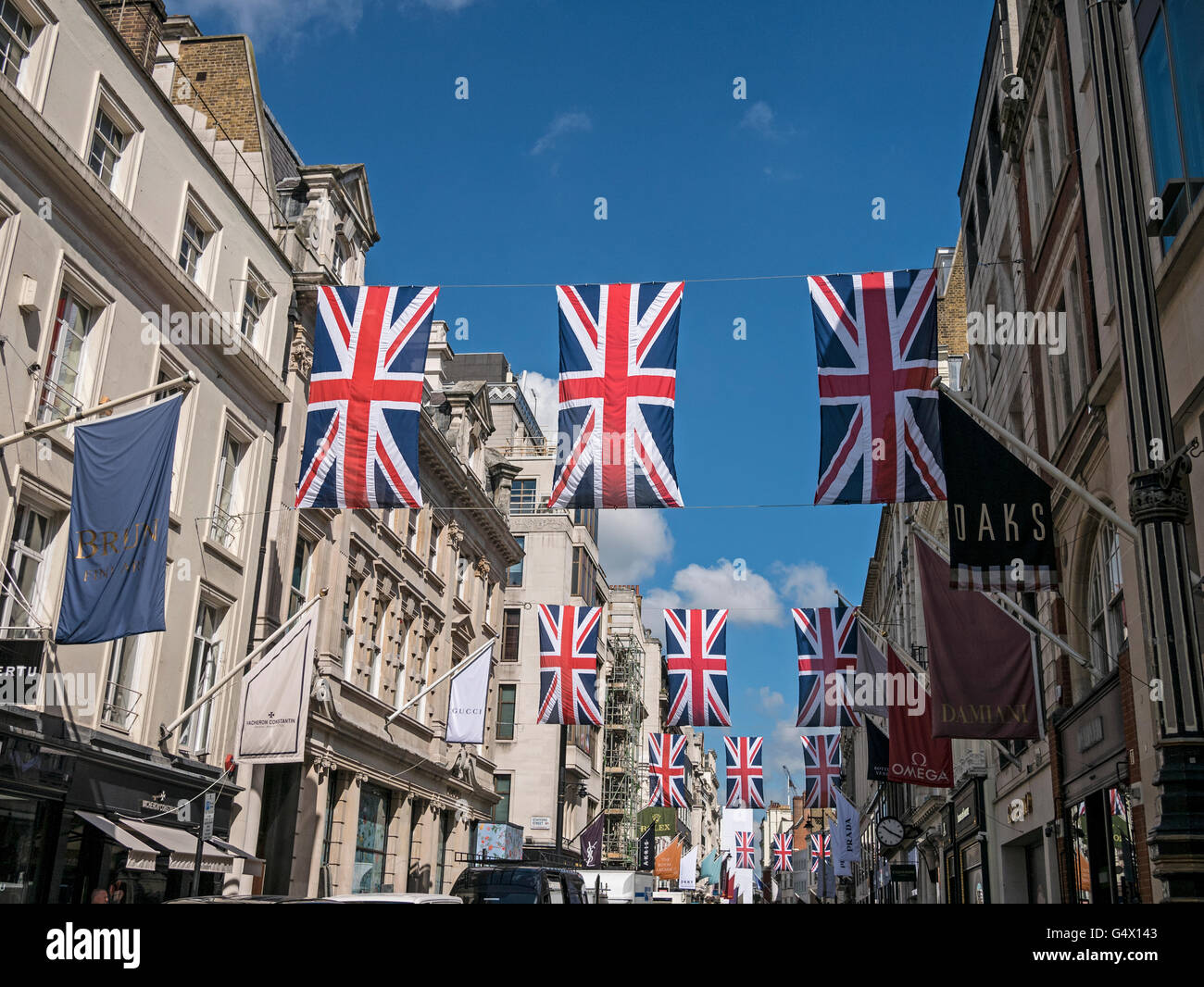 Union Jack flags across London UK Street Stock Photo - Alamy