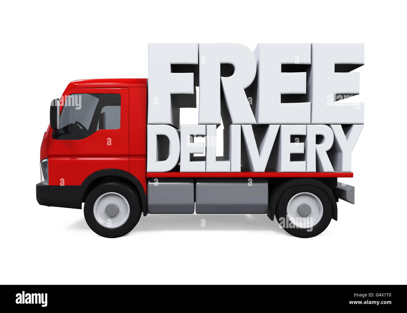 Delivery Van with Free Delivery Text Stock Photo - Alamy