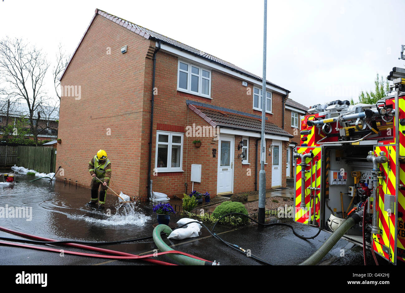 Burst water main in Gateshead Stock Photo - Alamy