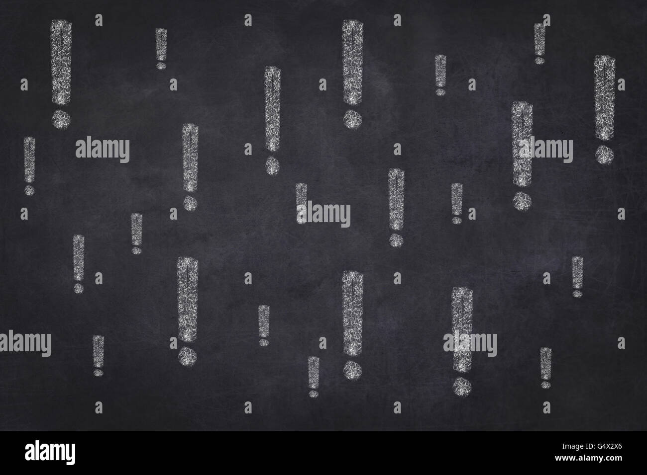 many exclamation marks on chalkboard background Stock Photo - Alamy