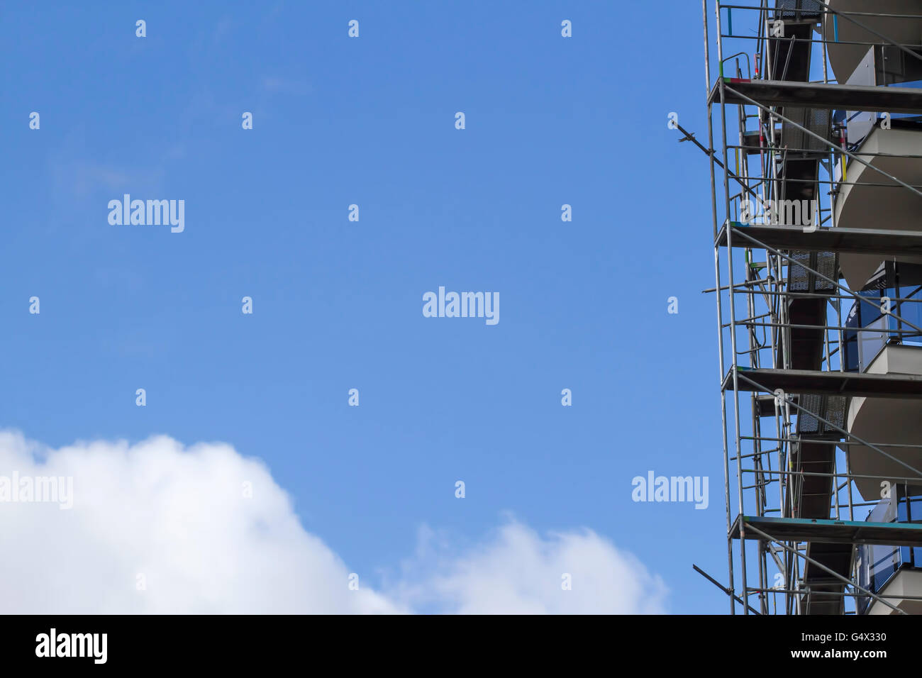Scaffolding element. Blue sky background. Construction and ...