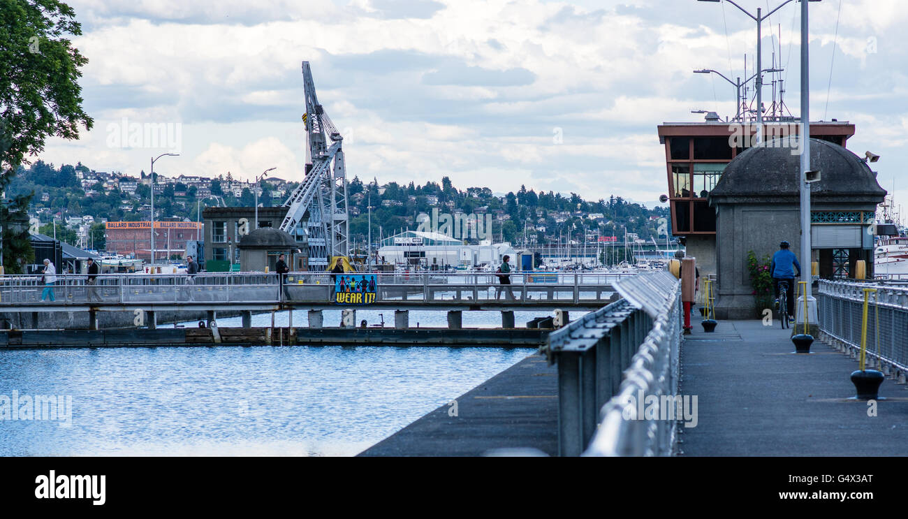 View of the Ballard Locks in Seattle Stock Photo - Alamy