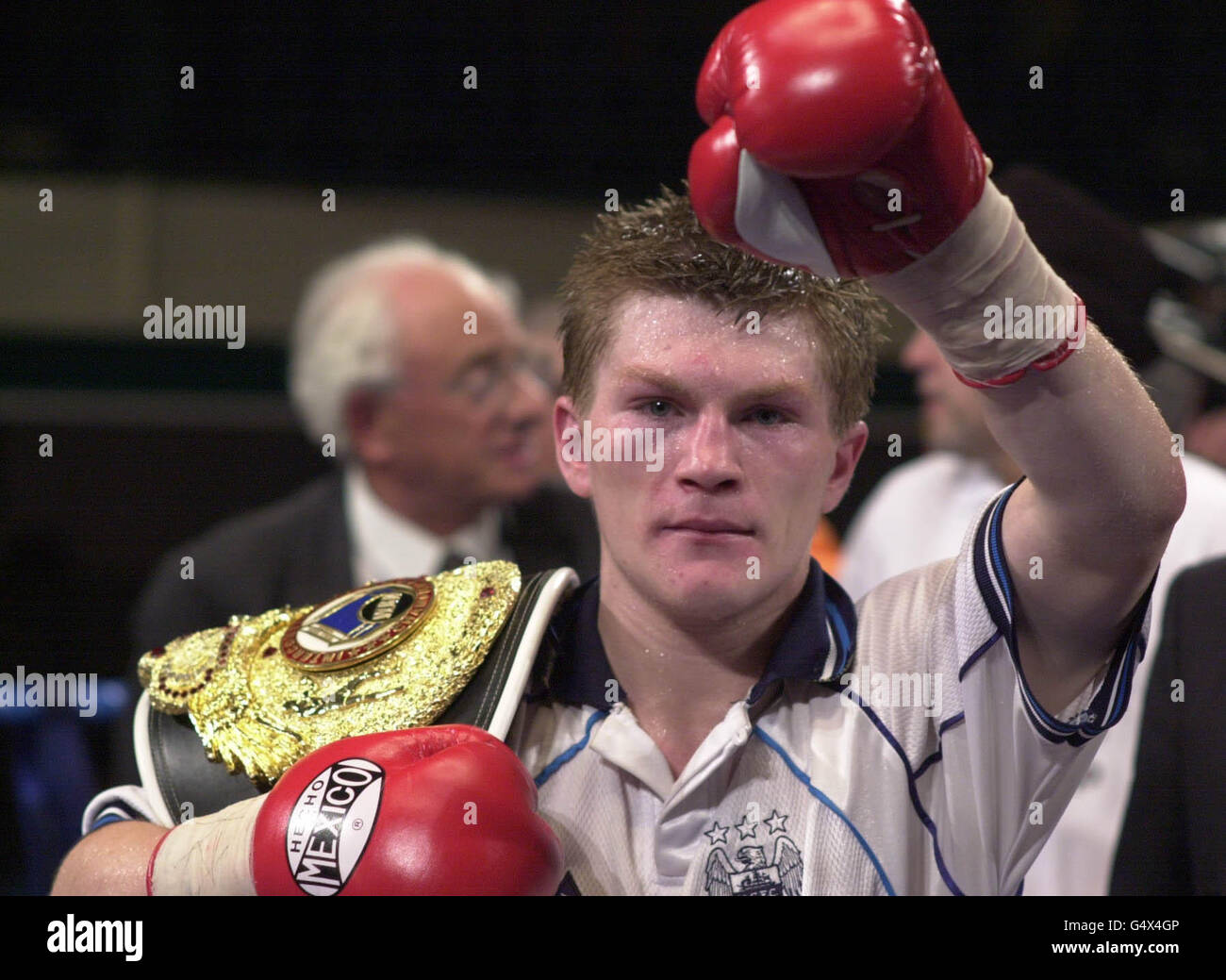 Celebrates after defeating italian guiseppe lauri hi-res stock ...