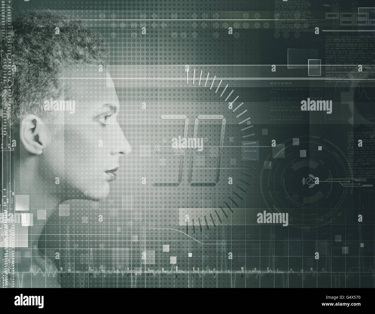Techno female portrait. Science and technology concept Stock Photo - Alamy