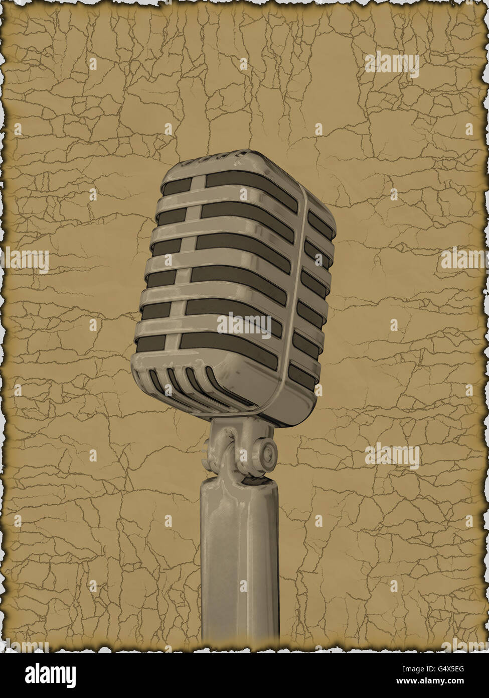 3D rendered classic studio microphone on old paper Stock Photo - Alamy