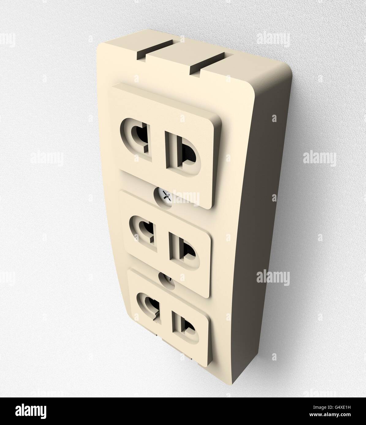 power socket on white wall isolated Stock Photo - Alamy