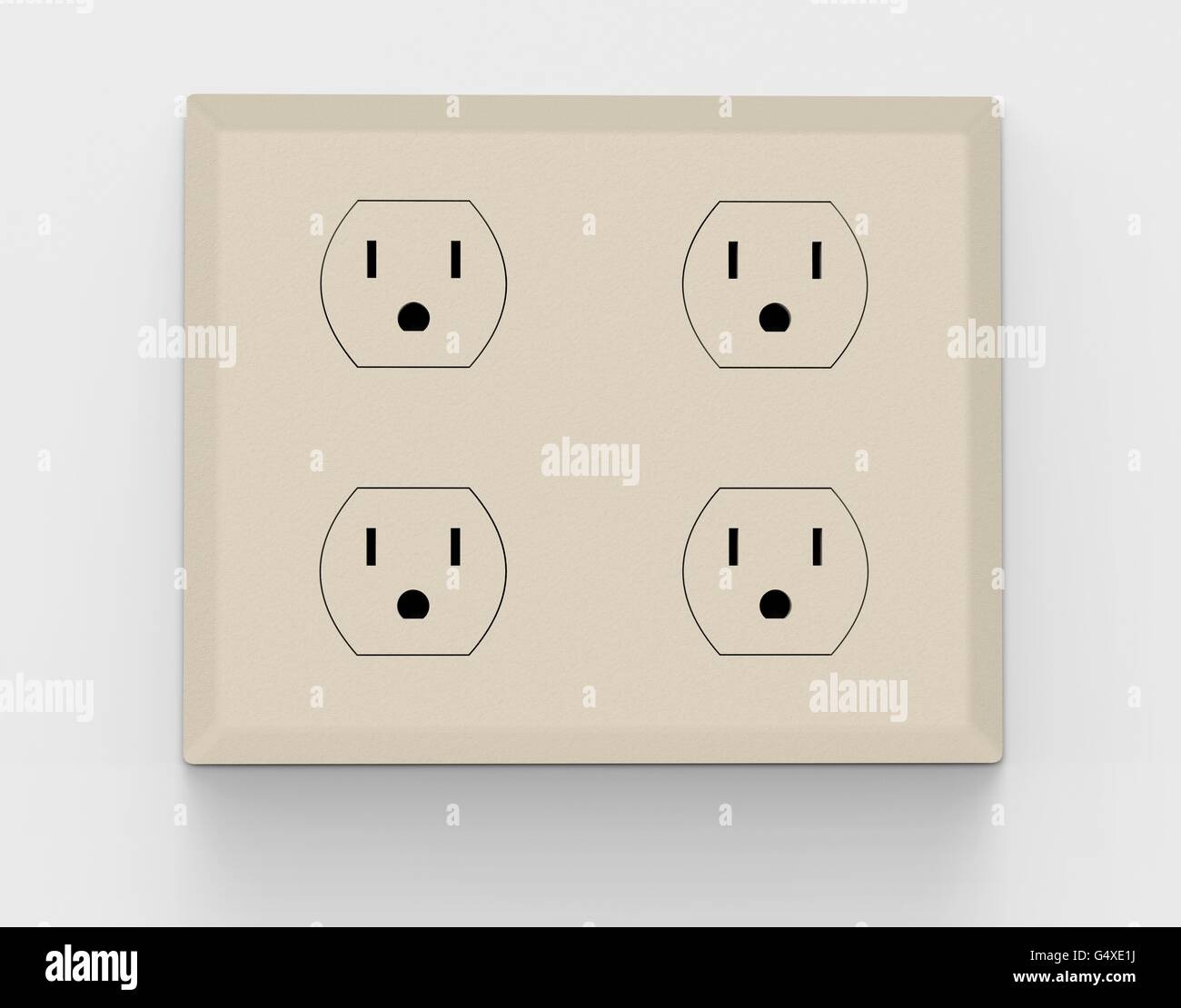 power socket on white wall isolated Stock Photo - Alamy