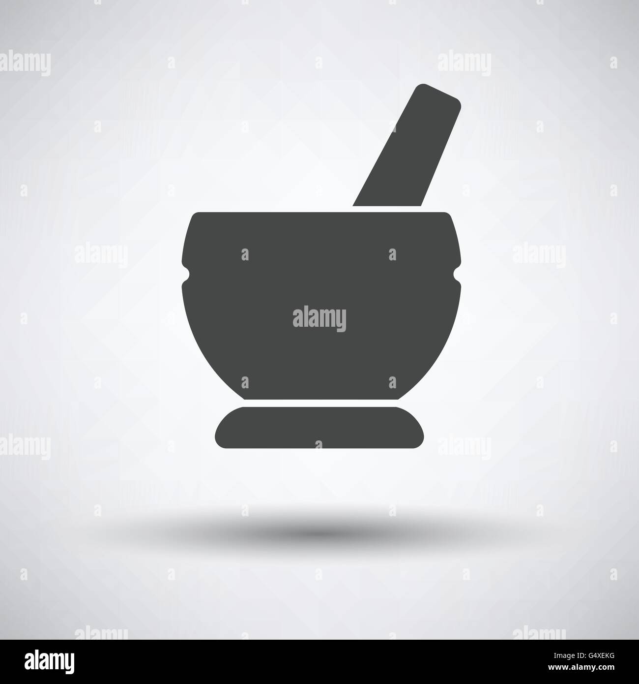 Mortar and pestel icon on gray background, round shadow. Vector ...
