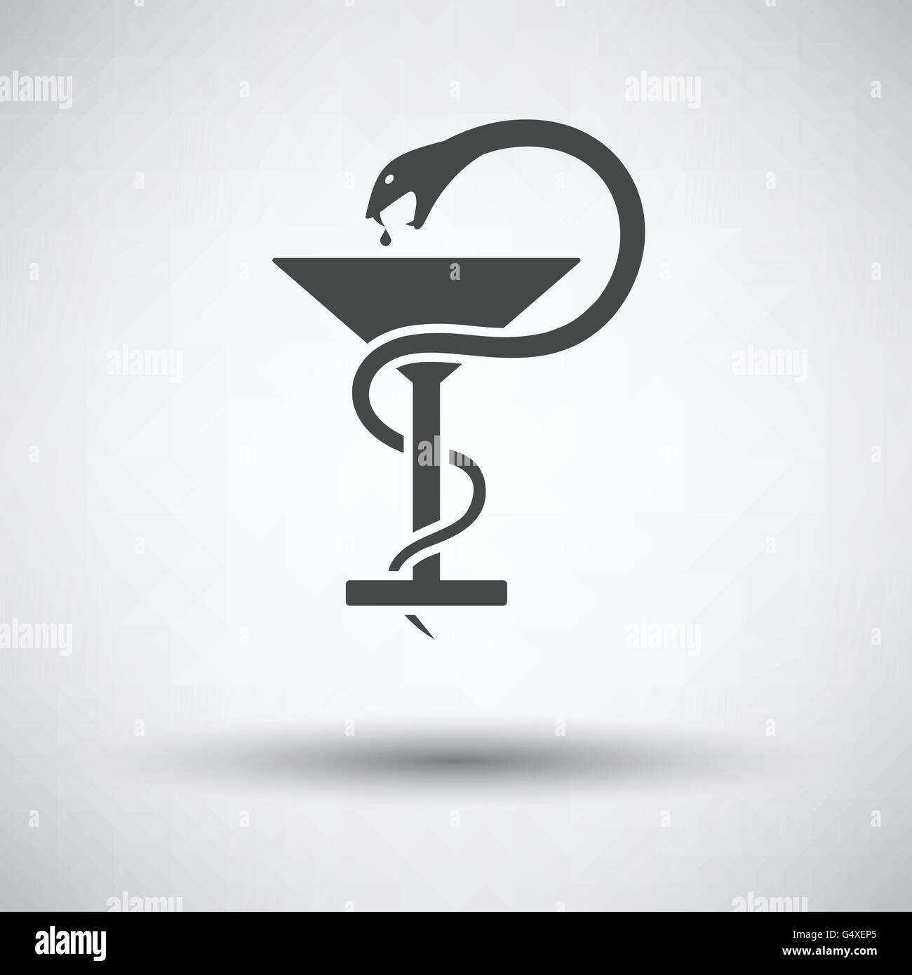 Medicine sign with snake and glass icon on gray background, round ...