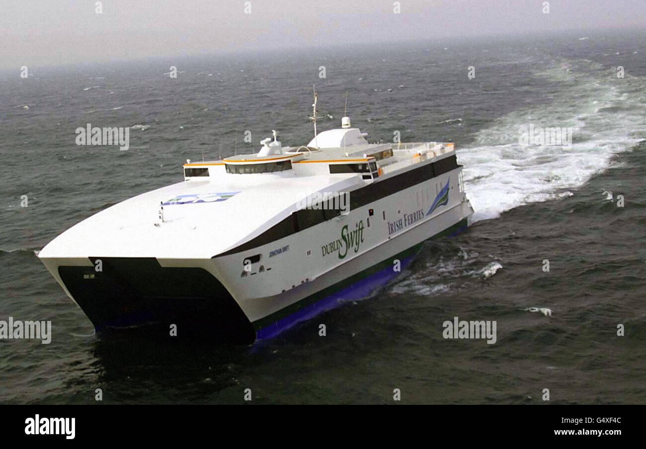 The new 'Dublin Swift' high-speed ferry arrives at Dublin Port, after a ...