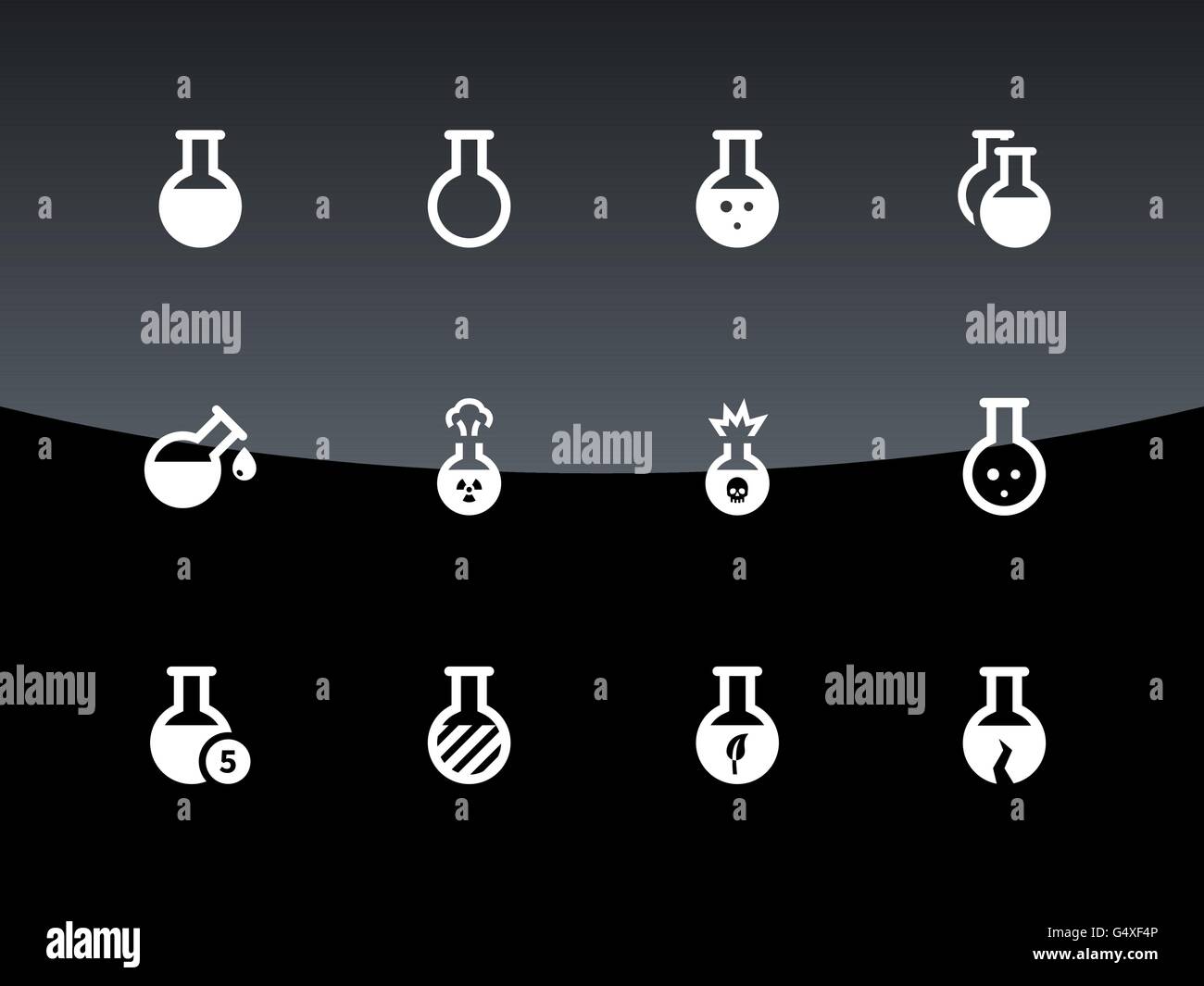 Laboratory bulb icons on black background Stock Vector Image & Art - Alamy