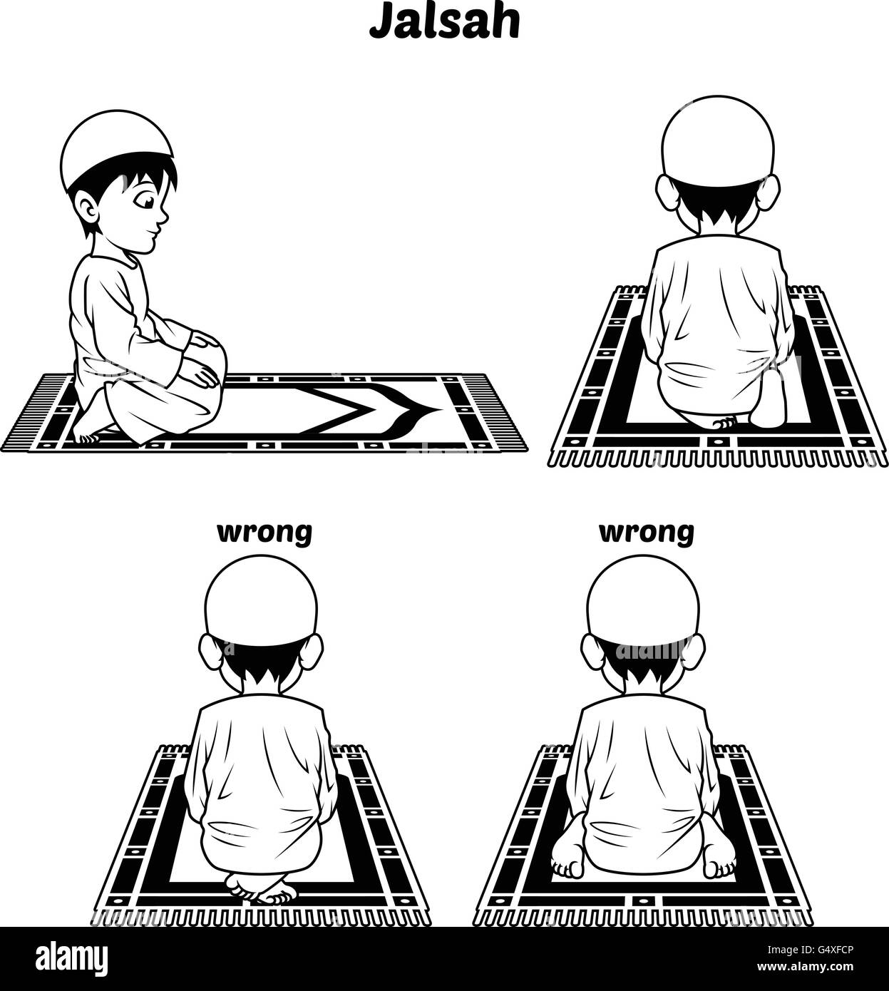 Muslim Prayer Position Guide Step by Step Perform by Boy Sitting ...