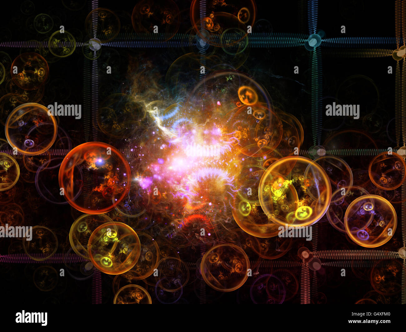 Atoms of Research series. Artistic background made of fractal particles ...