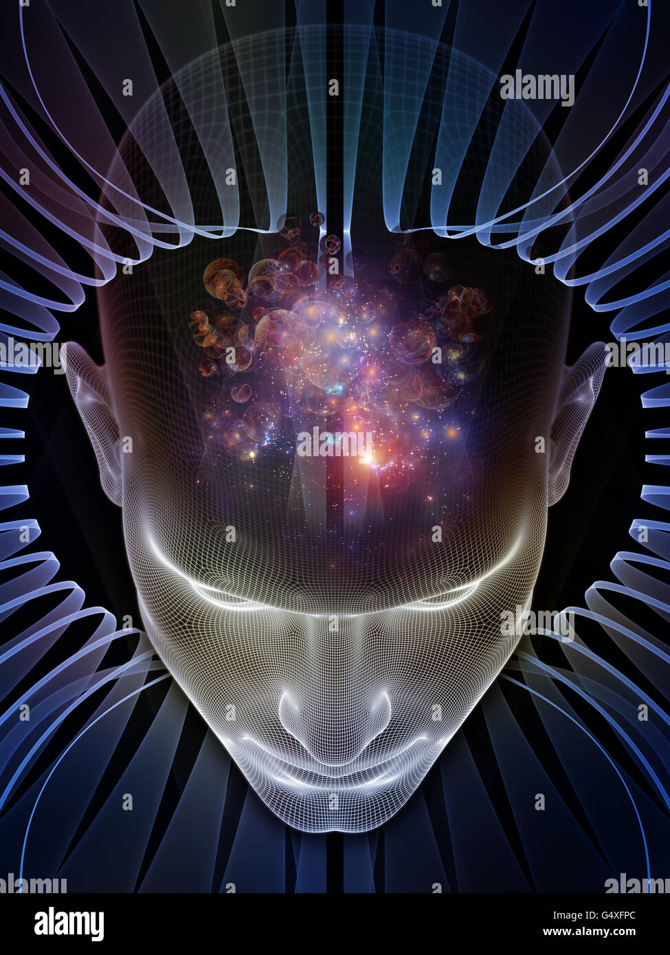 Insight In Mind series. Abstract design made of human head rendering ...