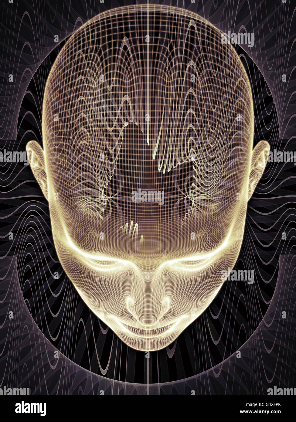 Insight In Mind series. Backdrop composed of human head rendering and ...