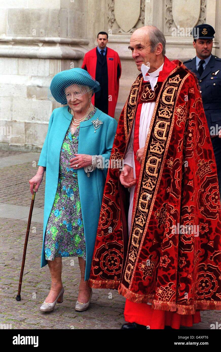The Queen Mother arrives at Westminster Abbey in London with the Sub ...
