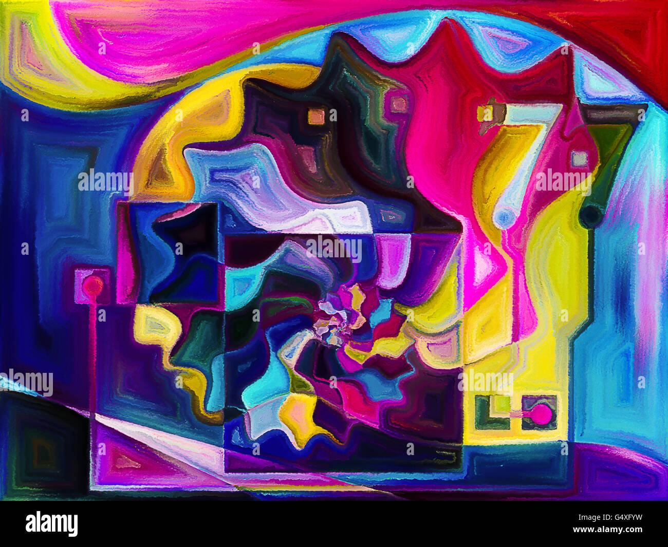 Life Geometry series. Backdrop design of Human profiles and geometric ...