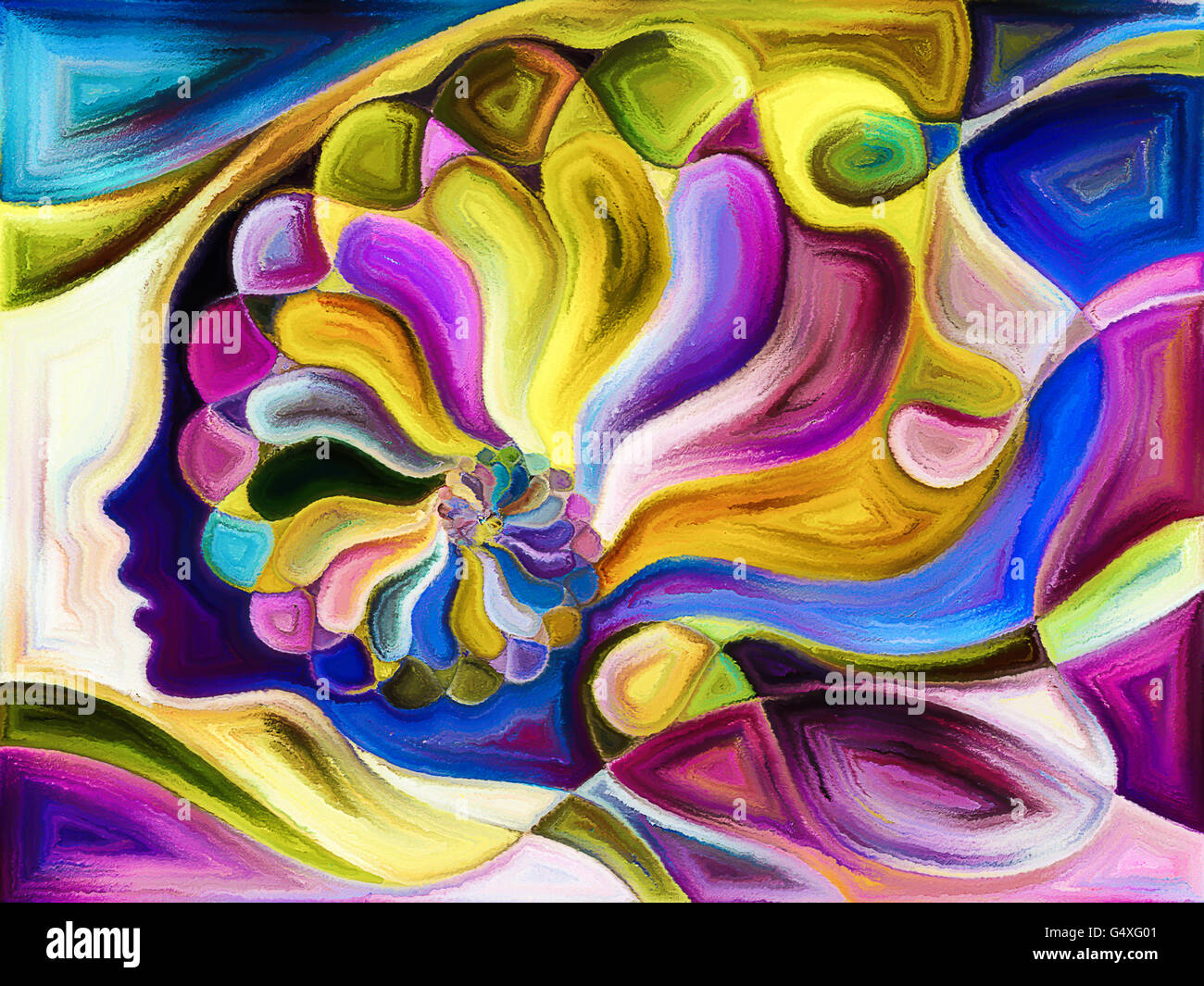 Life Geometry series. Arrangement of human profile and geometric design ...