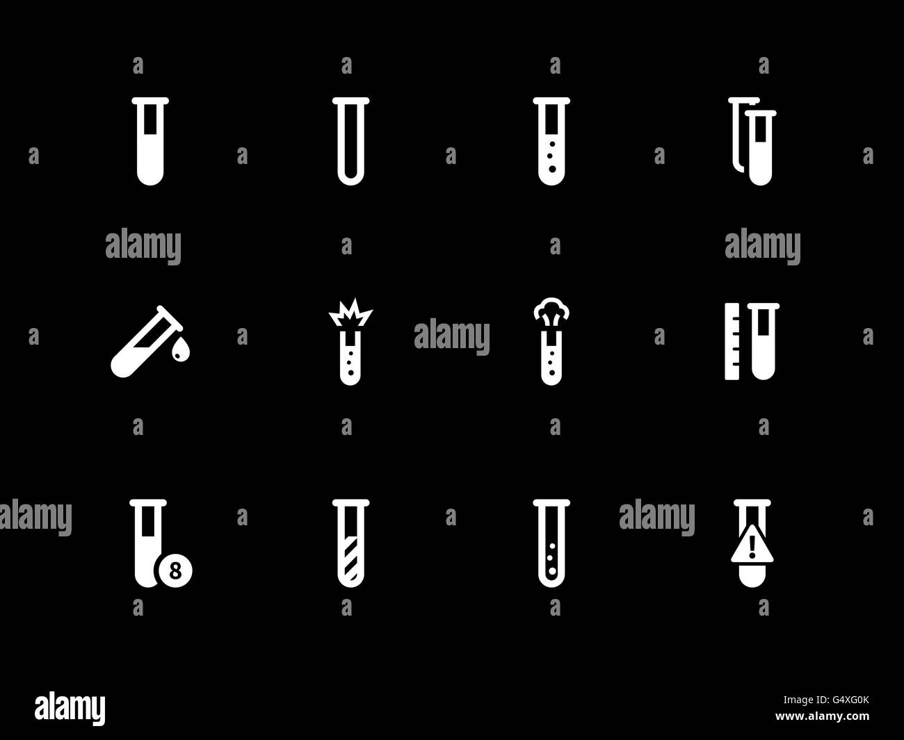 Laboratory test flask icons on black background Stock Vector Image ...