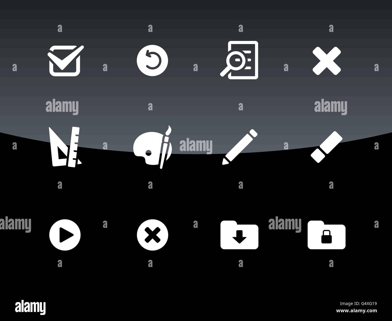 Application interface icons on black background Stock Vector Image ...