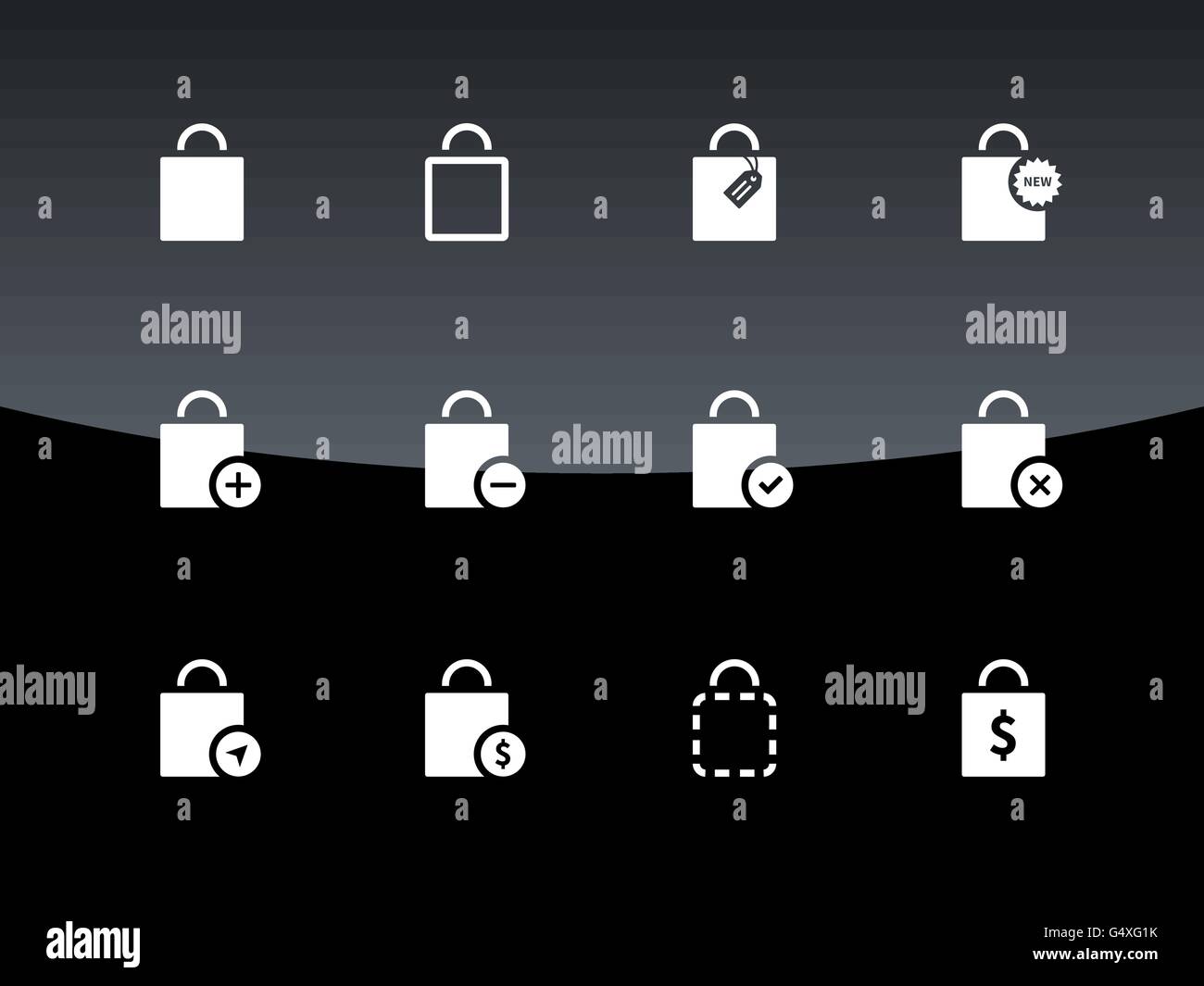 Shopping bag icons on black background Stock Vector Image & Art - Alamy