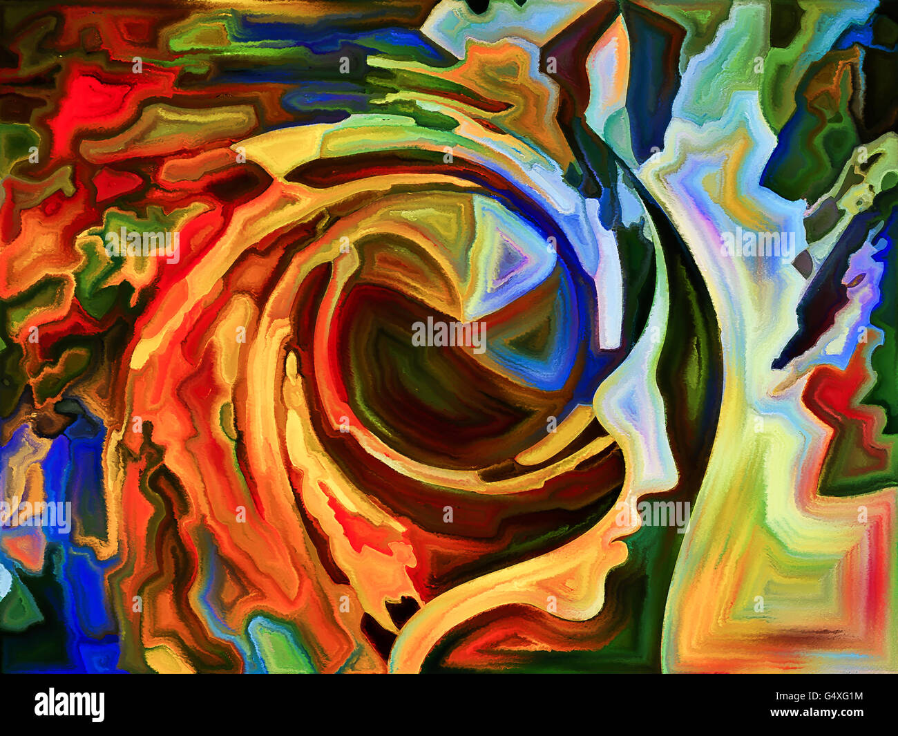 Life Geometry series. Arrangement of human profile and geometric design ...