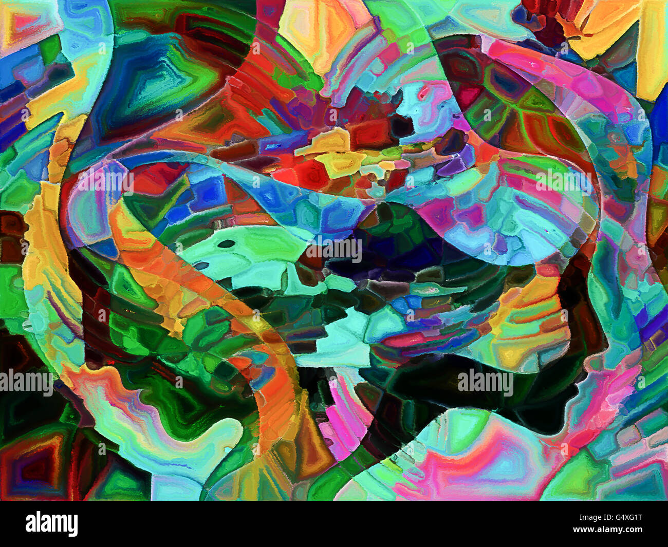 Hide and Seek series. Backdrop design of human profile and geometric ...