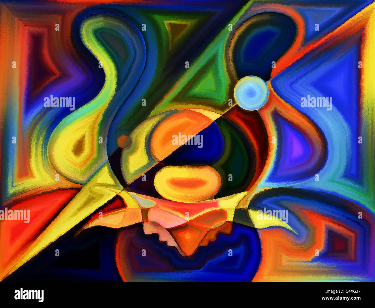 Thinking Divided series. Arrangement of human profiles and stained ...