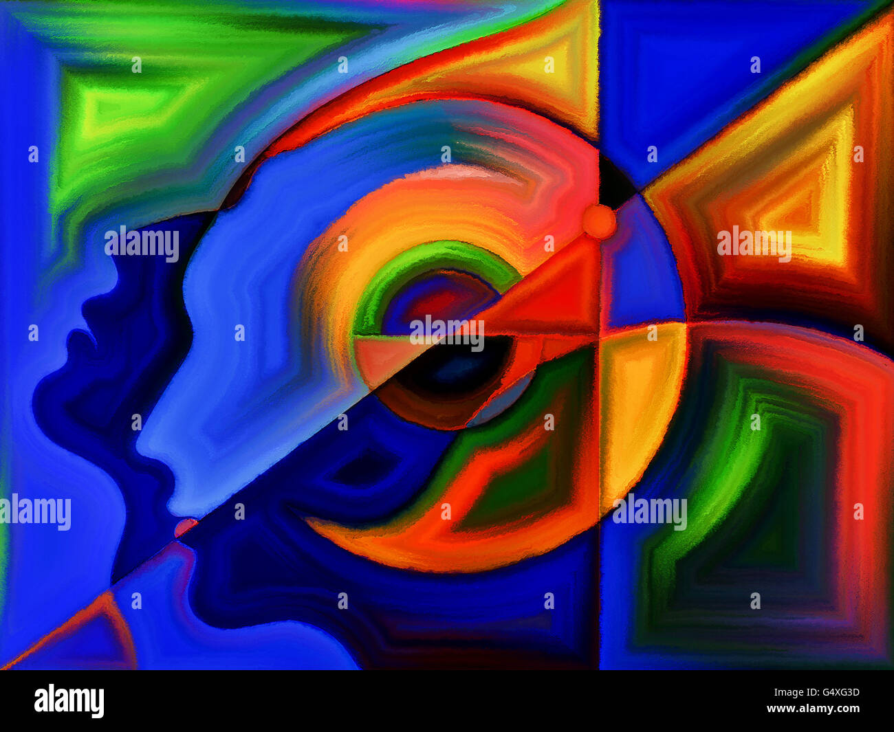 Thinking Divided series. Background design of human profiles and ...