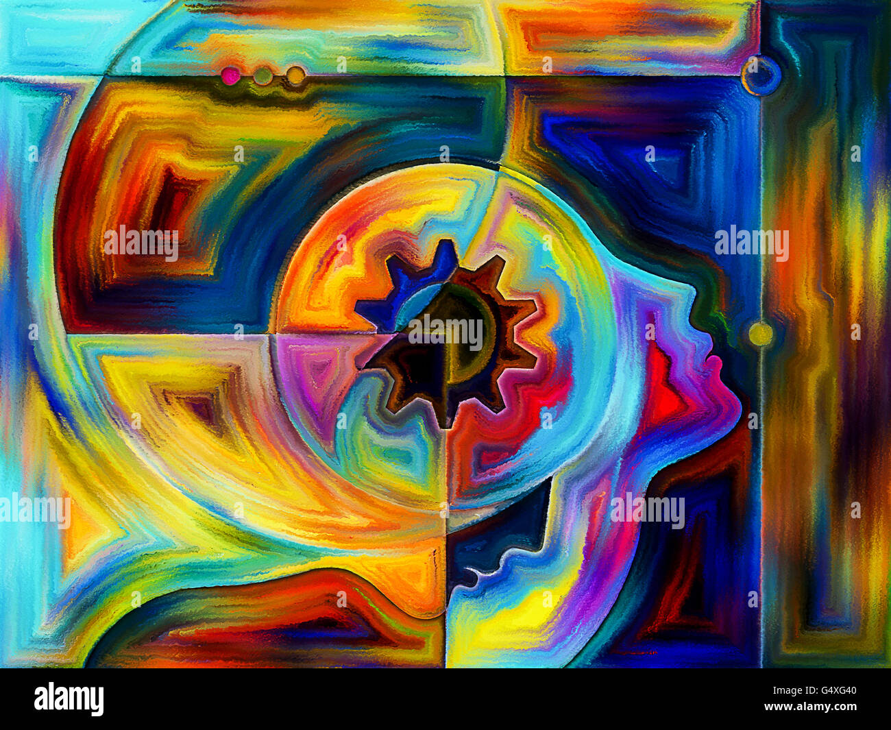 Thinking Divided series. Backdrop composed of human profiles and ...