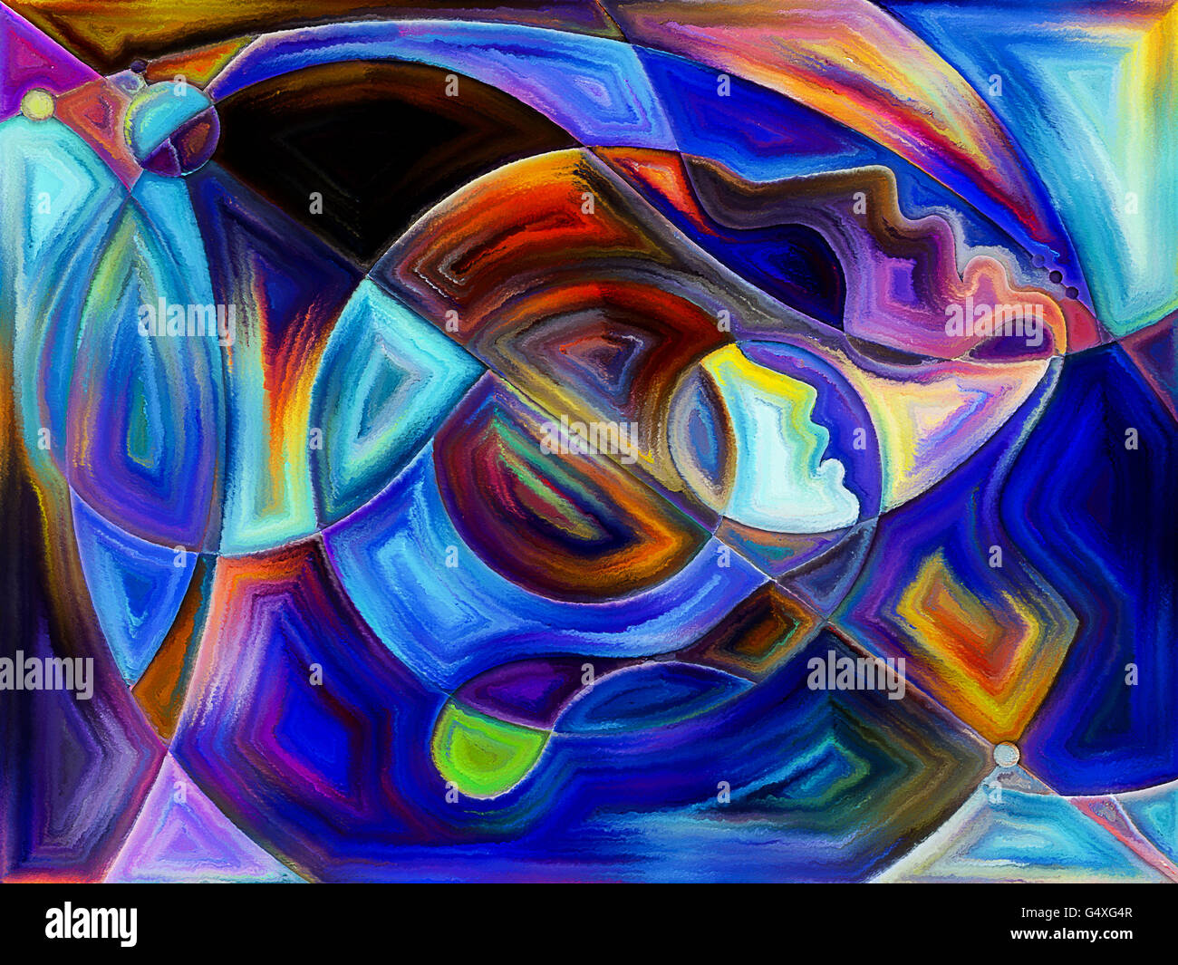Thinking Divided series. Abstract arrangement of human profiles and ...