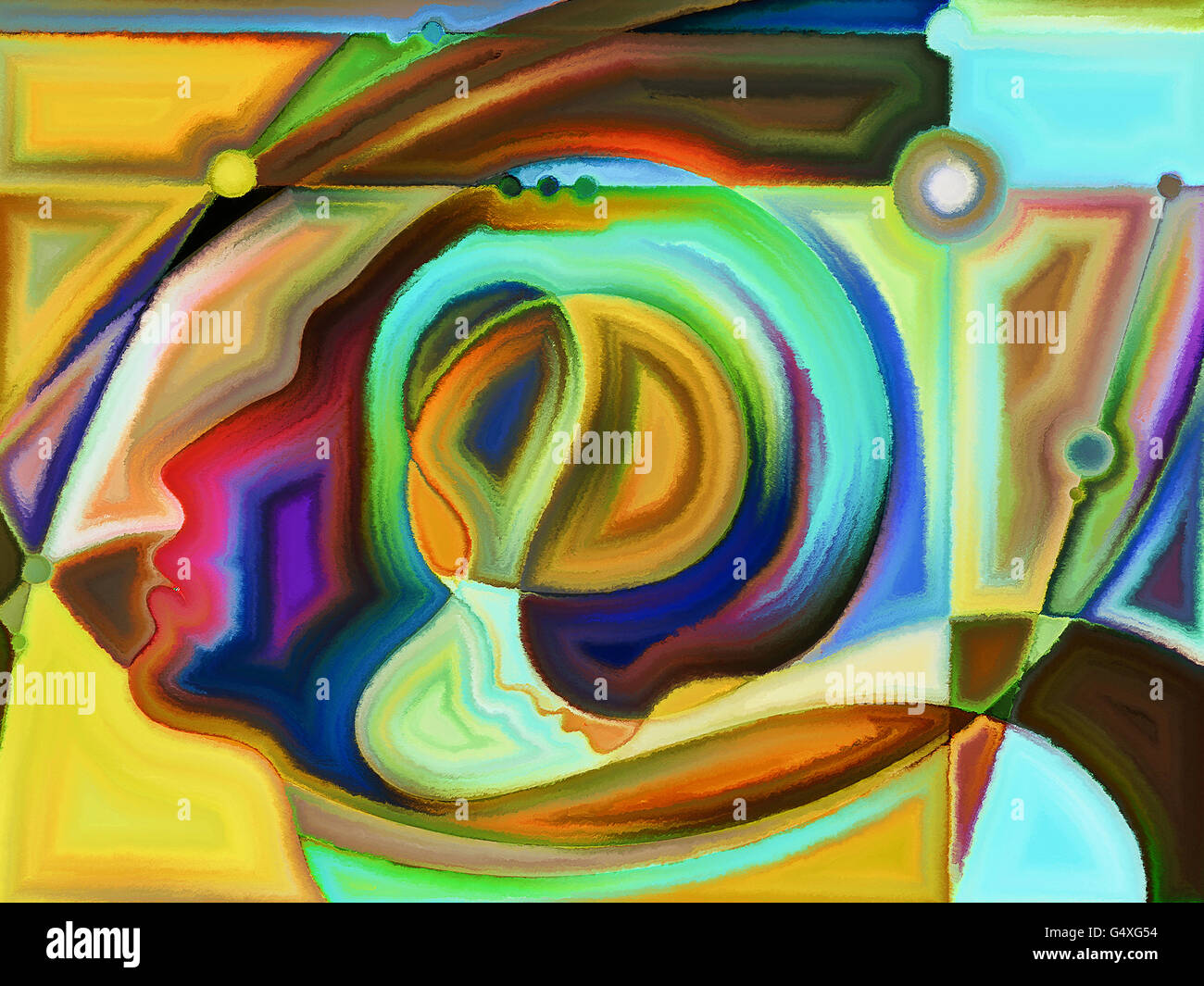 Thinking Divided series. Interplay of human profiles and stained glass ...