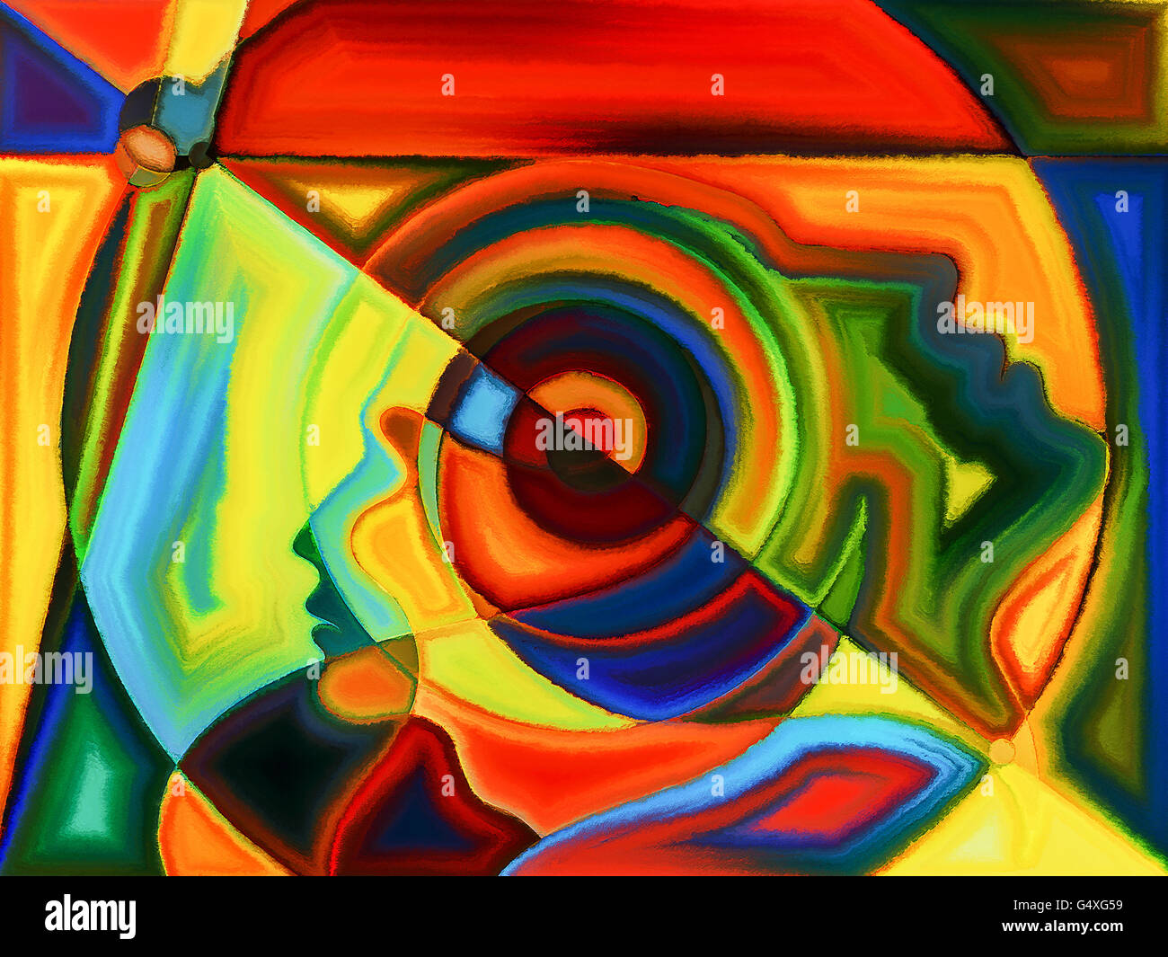Thinking Divided series. Composition of human profiles and stained ...