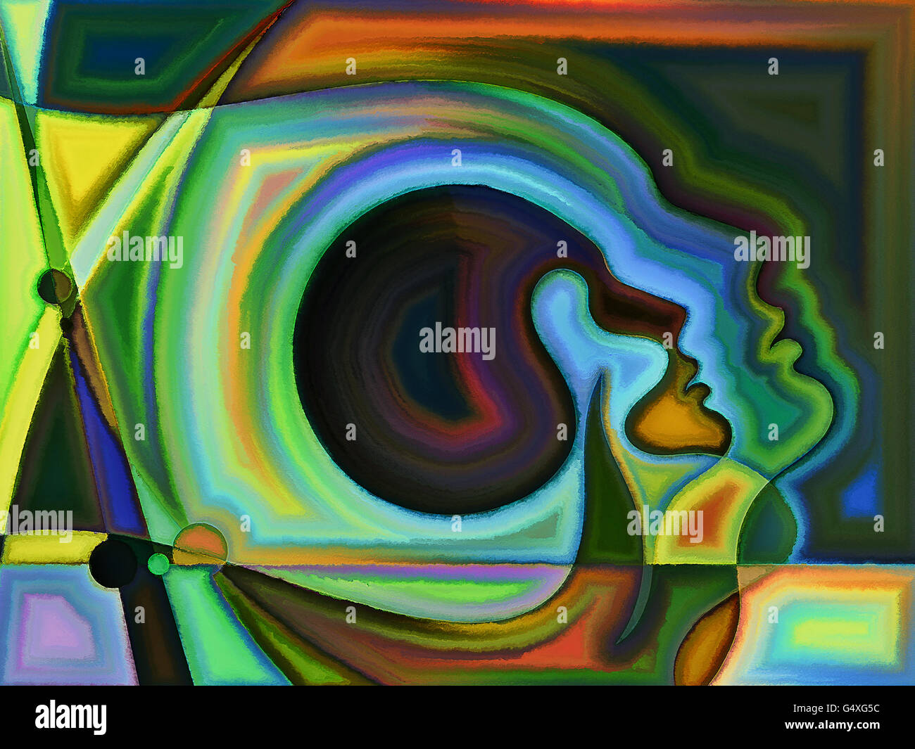 Thinking Divided series. Abstract arrangement of human profiles and ...