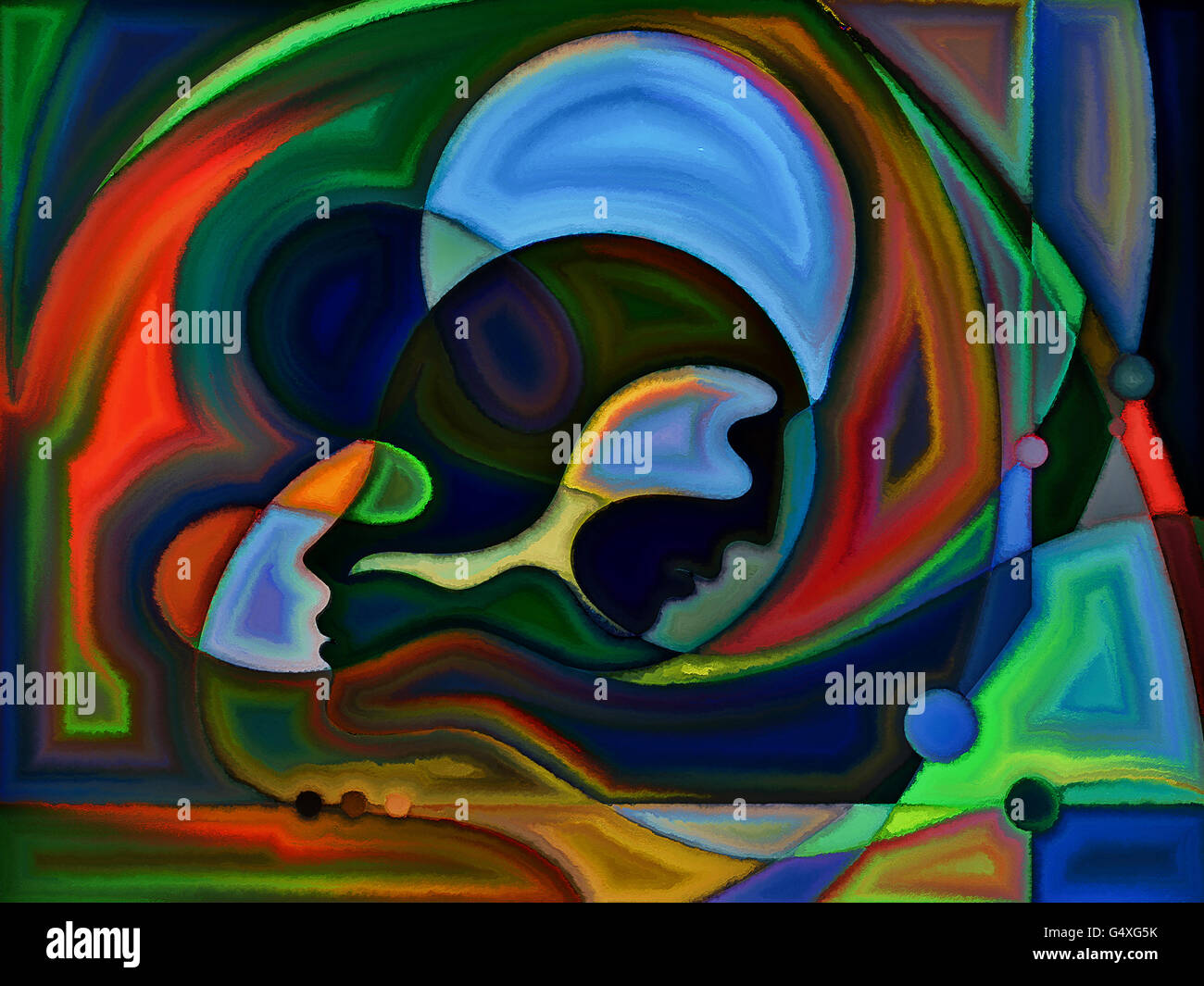 Thinking Divided series. Creative arrangement of human profiles and ...