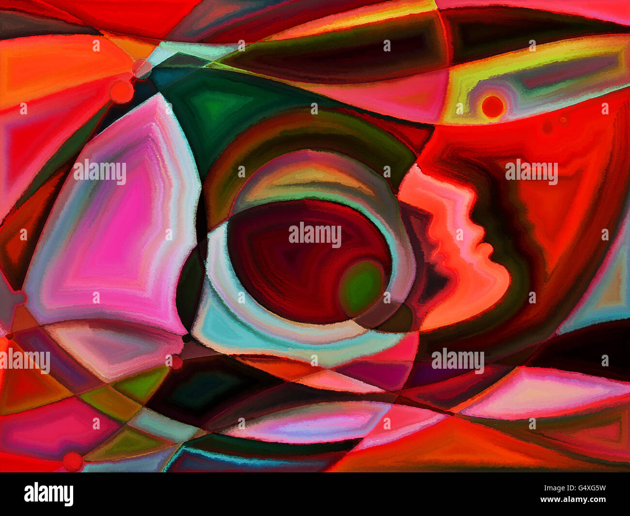 Thinking Divided series. Arrangement of human profiles and stained ...