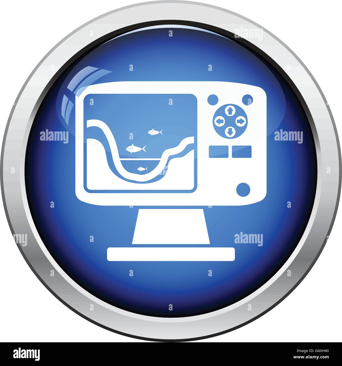 Icon of echo sounder . Glossy button design. Vector illustration Stock ...