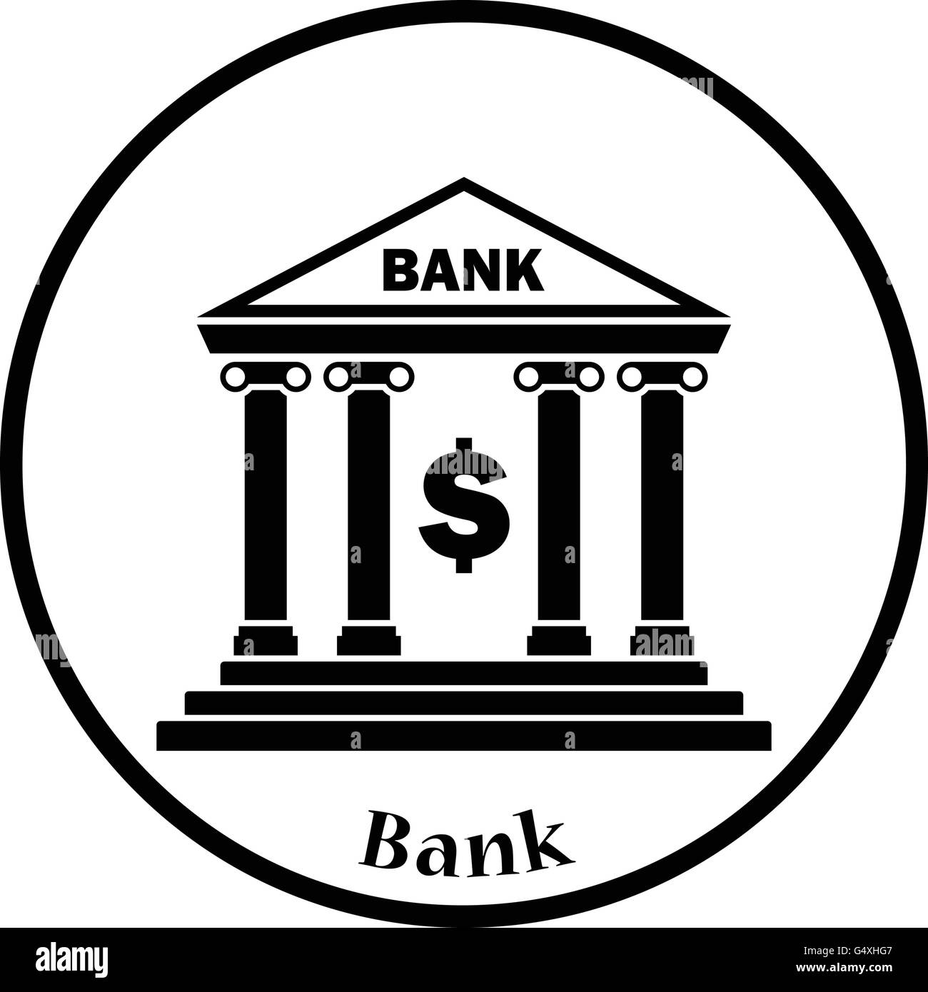 Bank icon. Thin circle design. Vector illustration Stock Vector Image ...