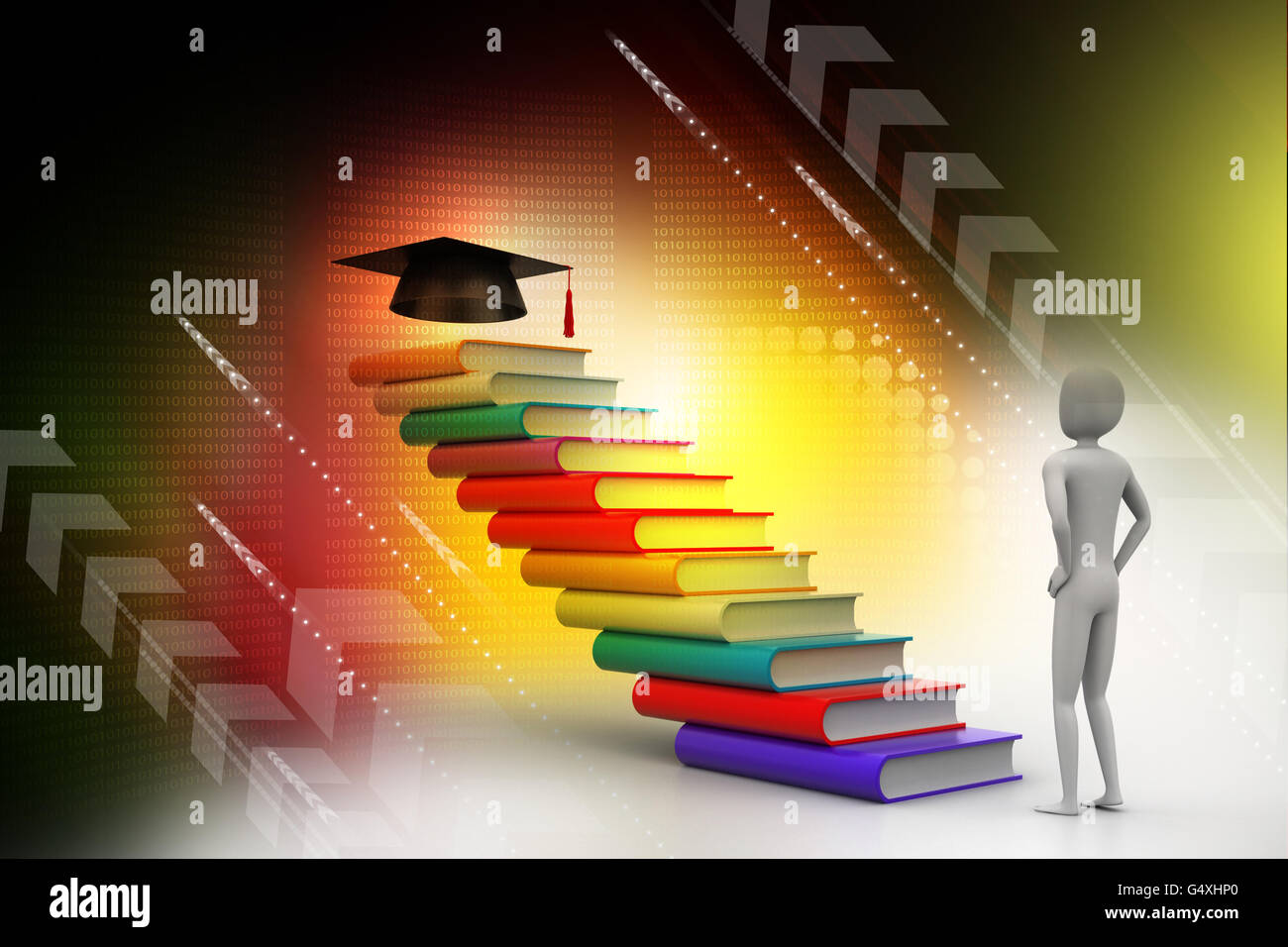 3d graduate with book and graduation hat Stock Photo - Alamy