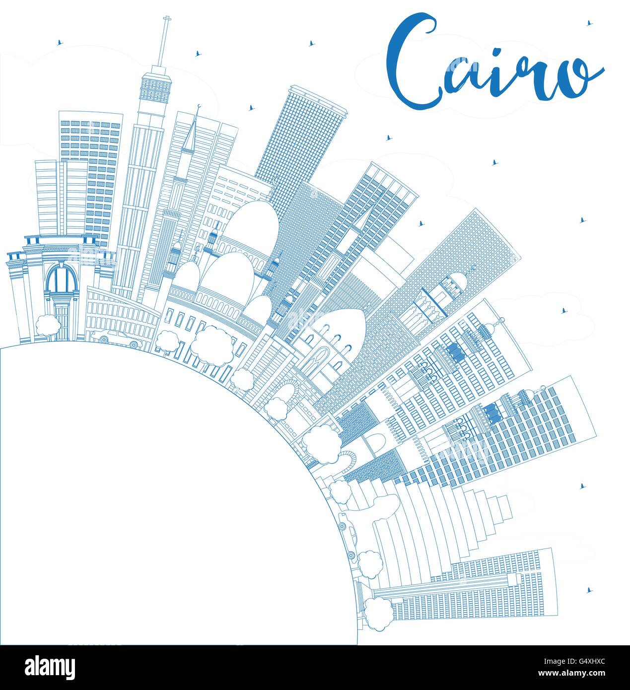 Outline cairo skyline blue buildings Stock Vector Images - Alamy