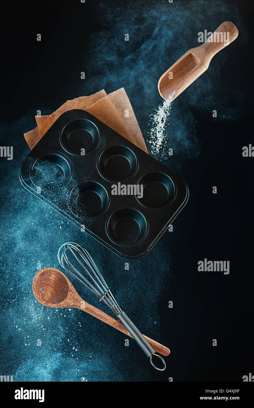 Kitchen mess: baking homemade muffins Stock Photo - Alamy