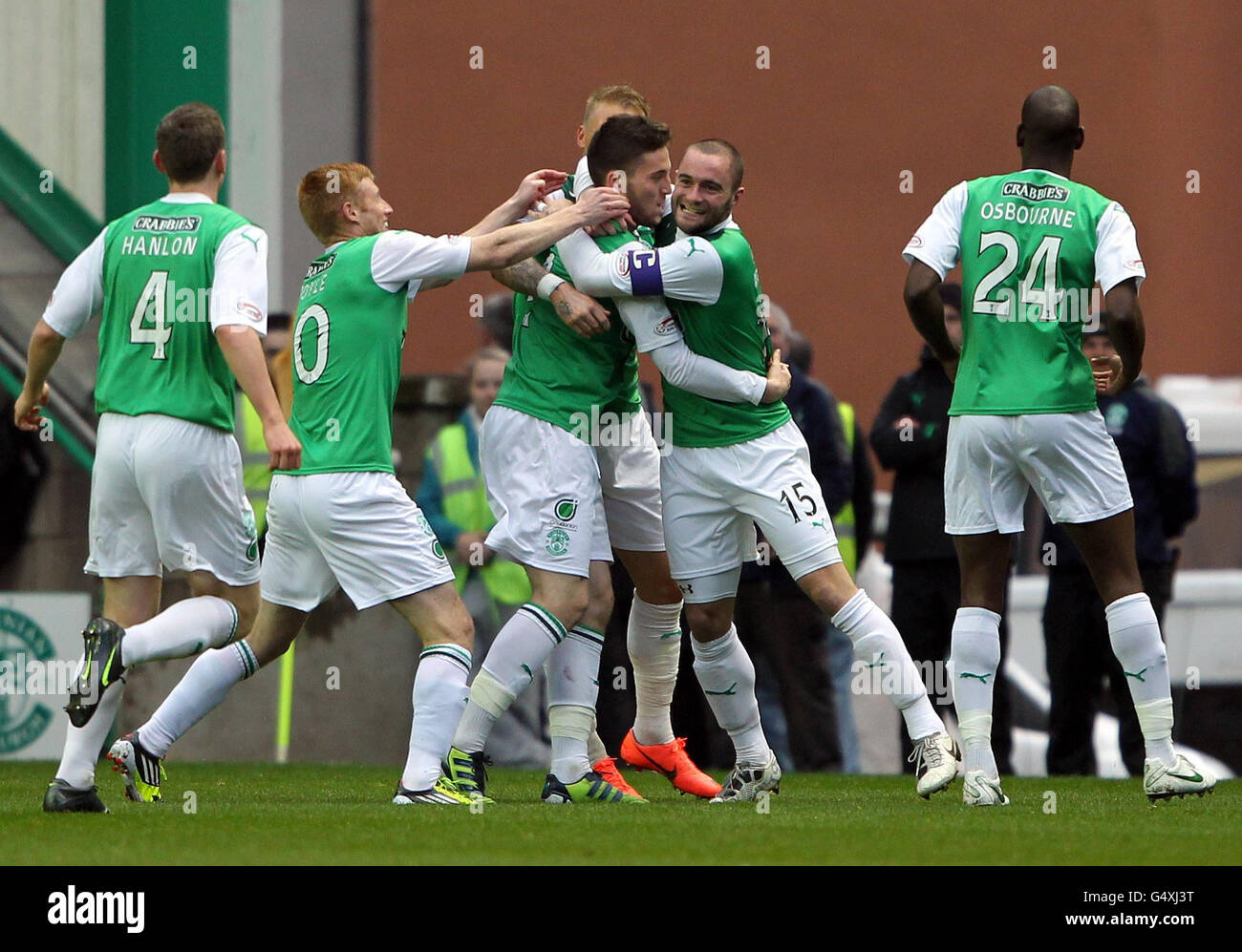 Hibernian's Matthew Docherty celebrates scoring during the Clydesdale ...