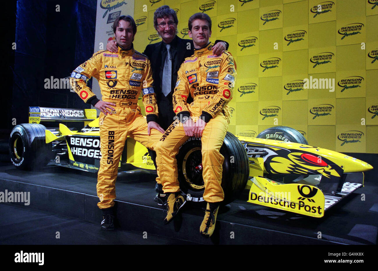 (From left) German F1 driver Heinz-Harald Frentzen, Eddie Jordan and ...