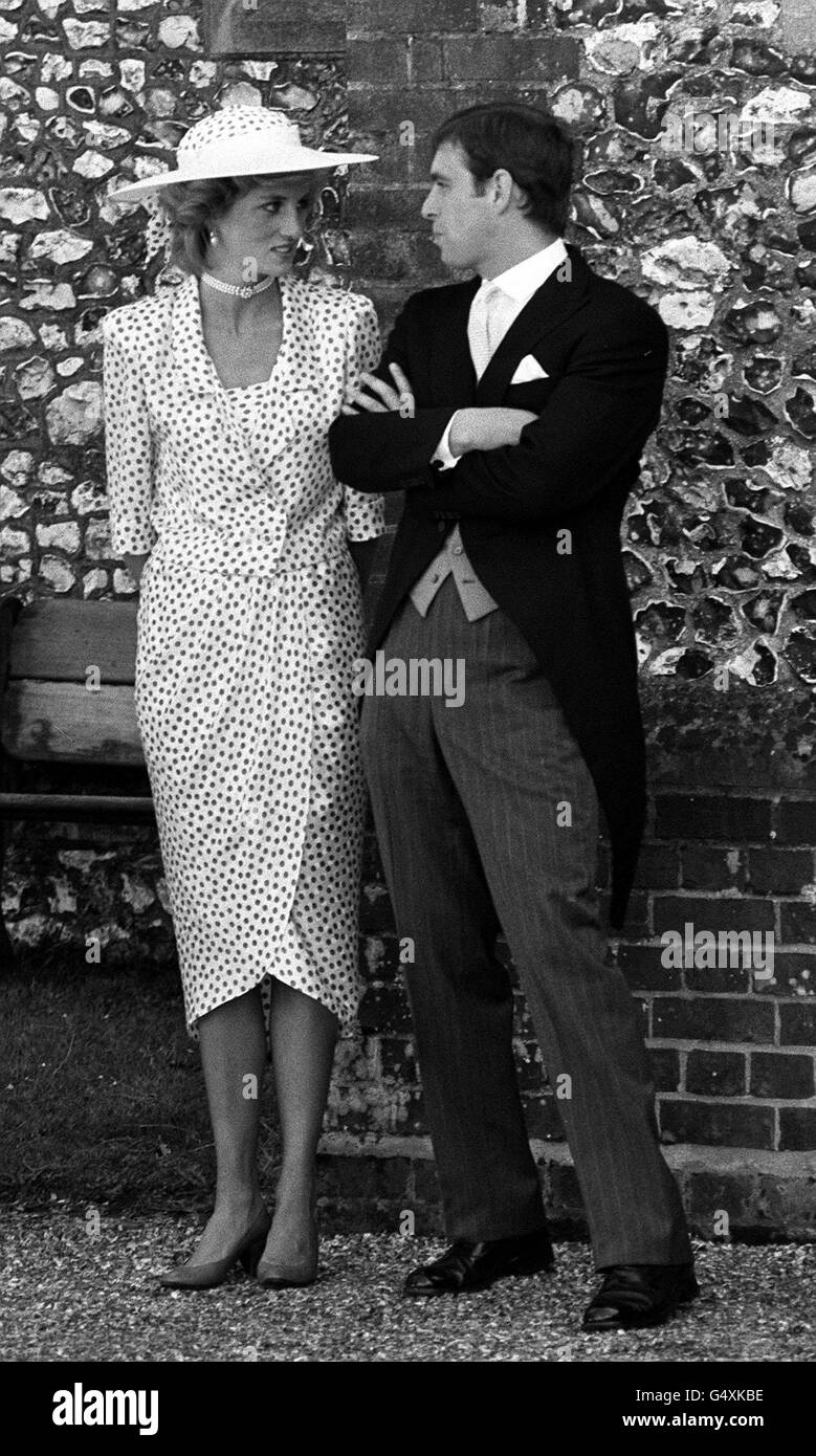 The Princess of Wales and Prince Andrew chat outside the tiny church in ...